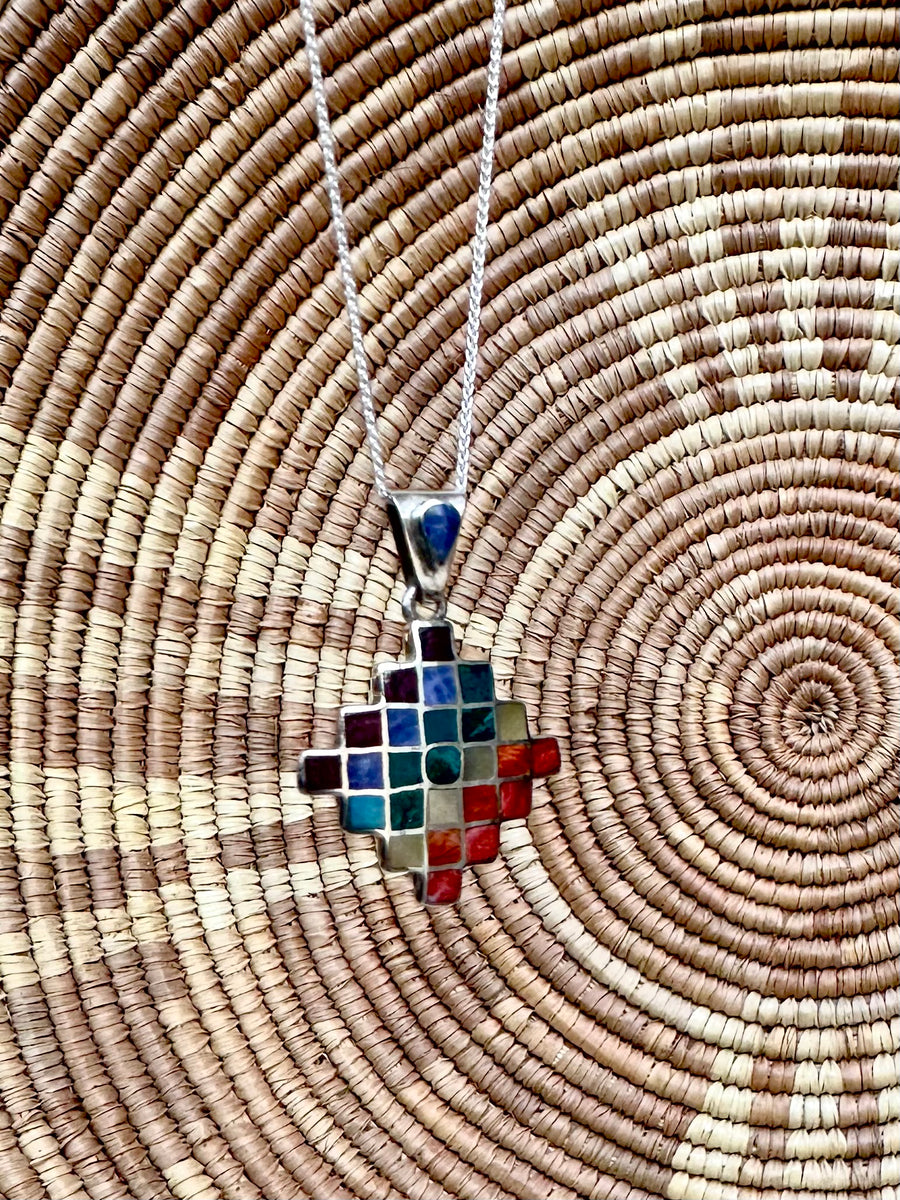 Silver Chakana Pendant - Wipala – Pacha Indigenous Art Collection