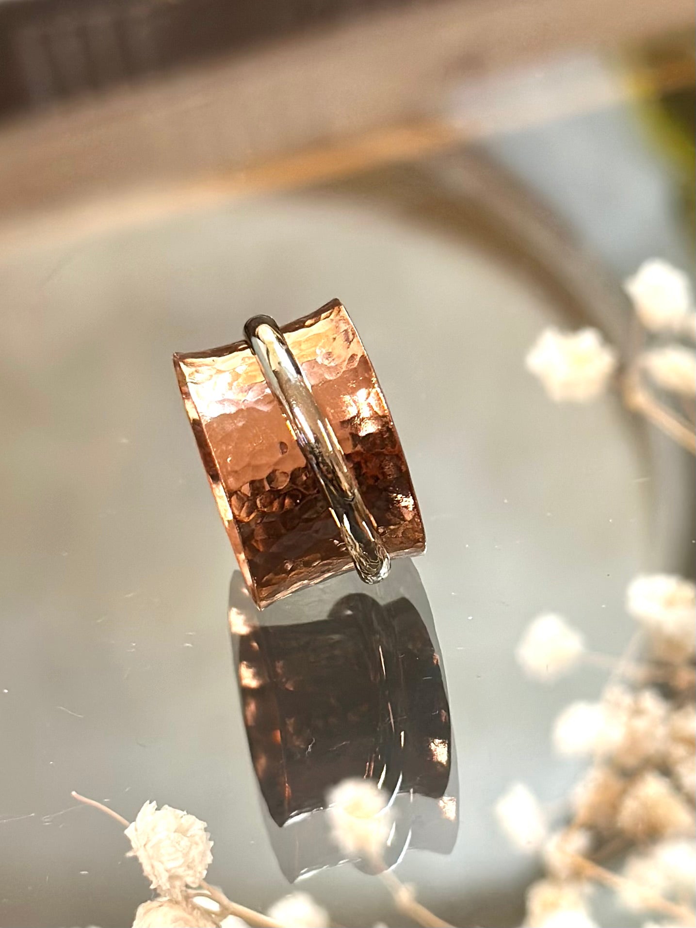 Copper Fidget Ring - 1 silver Insert